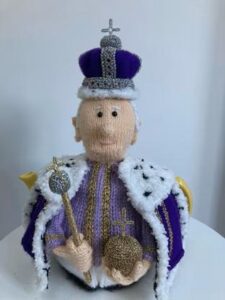King Charles Coronation Tea Cosy Knitting Pattern | Purple Knitting
