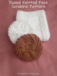Round Knitted Face Scrubbie Pattern | Purple Knitting